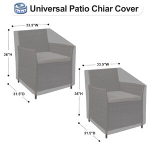 OutdoorLines Outdoor Waterproof Furniture Chair Cover - UV-Resistant Patio Lawn Chair Covers for Outdoor Furniture Windproof Heavy Duty Chair Covering, 2 Packs, 33.5Wx31.5Dx36H Inches, Grey