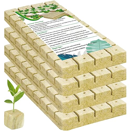 Halatool 1.2 inch Rockwool Cubes Garden Stonewool Grow Cubes Starter Plugs for Hydroponics Soilless Cultivation Seedlings Cuttings Clone Plants (4 Sheets, 144 Plugs in Total)