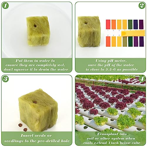 Halatool 1.2 inch Rockwool Cubes Garden Stonewool Grow Cubes Starter Plugs for Hydroponics Soilless Cultivation Seedlings Cuttings Clone Plants (4 Sheets, 144 Plugs in Total)