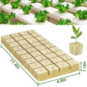 Halatool 1.2 inch Rockwool Cubes Garden Stonewool Grow Cubes Starter Plugs for Hydroponics Soilless Cultivation Seedlings Cuttings Clone Plants (4 Sheets, 144 Plugs in Total)