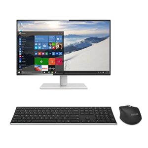 Arteck 2.4G Wireless Keyboard and Mouse Combo Stainless Full Size Keyboard and Ergonomic Mouse with Side Buttons for Computer Desktop PC Laptop and Windows 11/10/8/7 Build in Rechargeable Battery