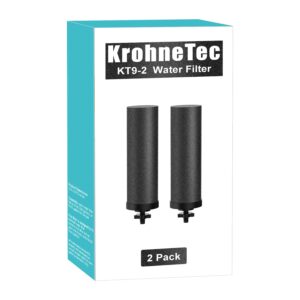 KrohneTec BB9-2 Water Filters Black Purification Elements, for use with Gravity-Fed Water Filter Systems (2 Pack)