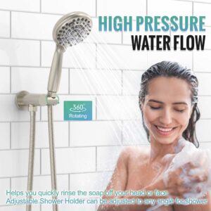 SR SUN RISE Shower Faucet - 3 Function High Pressure 10 Inch Shower Head System- 6 Setting Handheld Shower Head Fixtures- Valve Included - Brushed Nickel