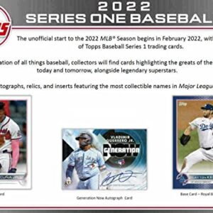 2022 Topps Series 1 Factory Sealed Blaster Box of Packs with 99 Cards including One EXCLUSIVE Commemorative Relic Card and Possible Rookies Autographs and Jersey Cards