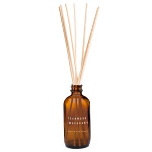 Sweet Water Decor Teakwood + Mahogany Amber Reed Diffuser Set | Lavender, Geranium, Mahogany, Wood Spa Scented Diffusers | Air Freshener | Housewarming Gift | Aromatic Stress Relief