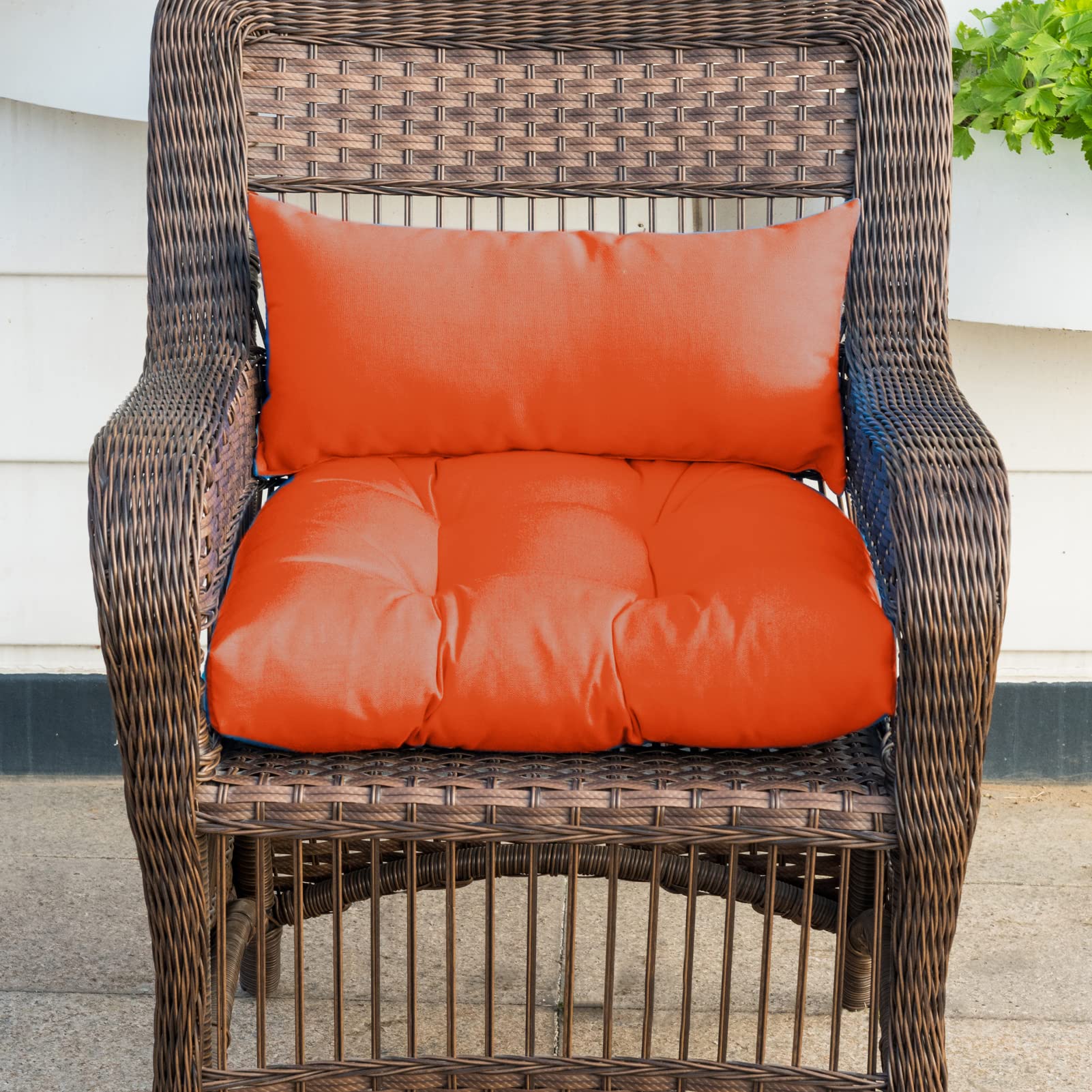 QILLOWAY Outdoor Patio Wicker Seat Cushions Group Loveseat/Two U-Shape/Two Lumbar Pillows for Patio Furniture,Wicker Loveseat,Bench,Porch,Settee of 5 (Orange)