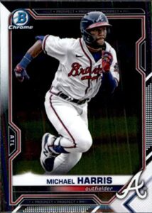 2021 bowman chrome draft #bdc-86 michael harris rc rookie atlanta braves mlb baseball trading cardq