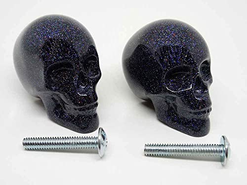 Black Holographic (HOLO) Cabinet Skull Knobs and Pulls (Set of 2)