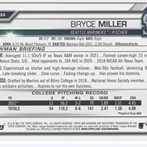 2021 Bowman Draft #BD-64 Bryce Miller RC Rookie Seattle Mariners MLB Baseball Trading Card