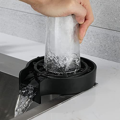 GORDEE Kitchen Sink Glass Rinser, Bottle Cup Washer Cleaner Accessories Specially Designed for Kitchen Bar, Powerful Automatic Flushing Device, Matte Black