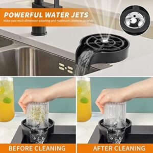 GORDEE Kitchen Sink Glass Rinser, Bottle Cup Washer Cleaner Accessories Specially Designed for Kitchen Bar, Powerful Automatic Flushing Device, Matte Black