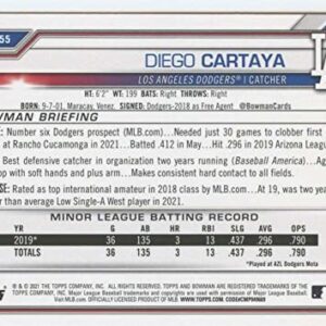 2021 Bowman Draft #BD-155 Diego Cartaya RC Rookie Los Angeles Dodgers MLB Baseball Trading Card