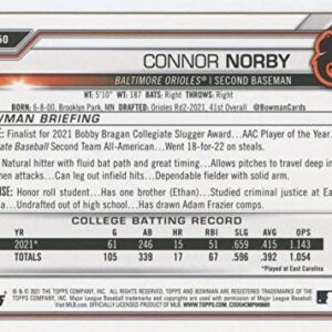 2021 Bowman Draft #BD-50 Connor Norby RC Rookie Baltimore Orioles MLB Baseball Trading Card