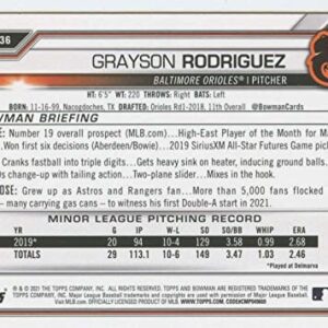 2021 Bowman Draft #BD-136 Grayson Rodriguez RC Rookie Baltimore Orioles MLB Baseball Trading Card