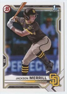 2021 bowman draft #bd-119 jackson merrill rc rookie san diego padres mlb baseball trading card