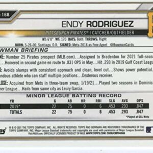 2021 Bowman Chrome Draft #BDC-168 Endy Rodriguez RC Rookie Pittsburgh Pirates MLB Baseball Trading Card