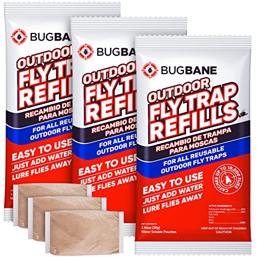 Fly Trap Bait Refills 3x30g. Natural Fly Magnet Bait Refill for All Reusable Outdoor Fly Traps. Fly Bait Refill Packets Fly Attractant Fly Bait Granules. Fly Trap Attractant