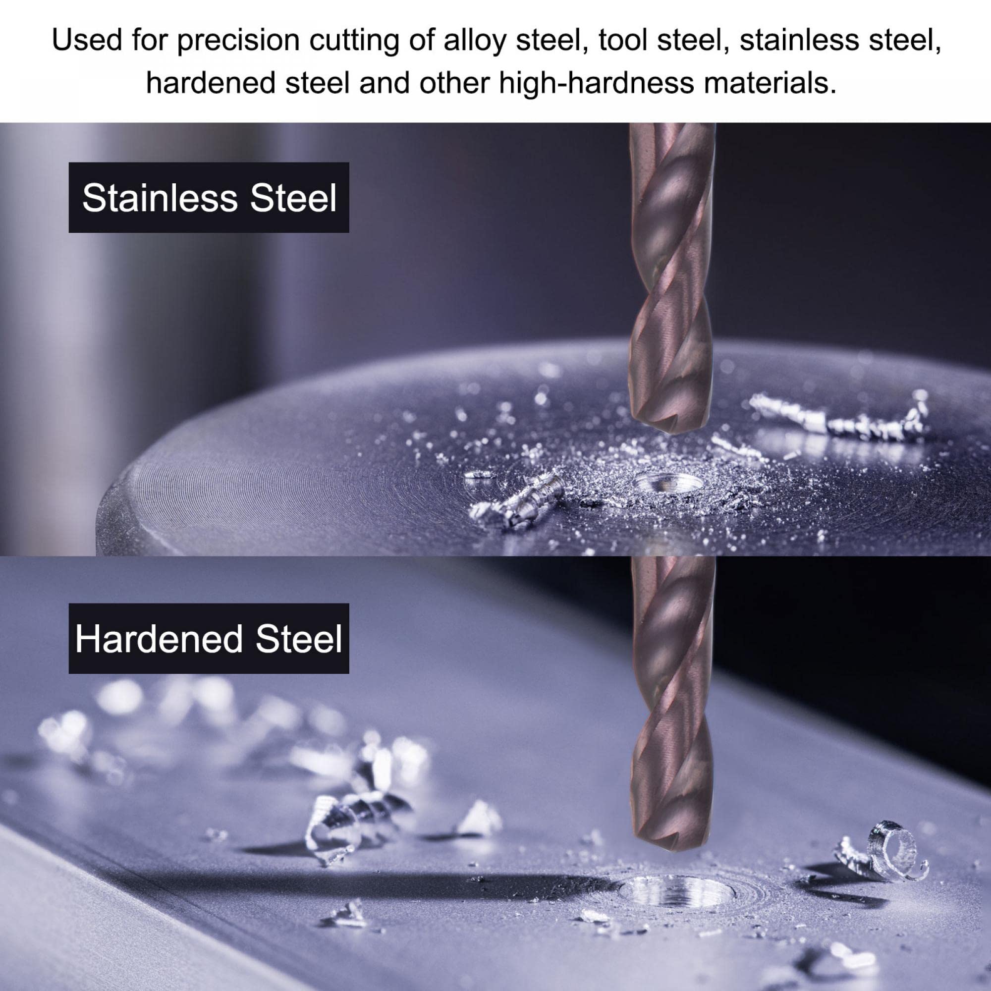 uxcell Carbide Twist Drill Bits 3.4mm, DIN K45 Tungsten Carbide AlTiSin Coated Jobber Drill Bits Straight Shank Drilling Cutter for Stainless Steel Alloy Steel