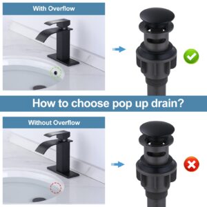 ARCORA Bathroom Sink Drain Matte Black Pop Up Drain with Overflow Vanity Vessel Sink Clicker Drain Stopper