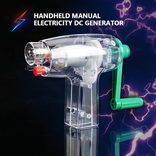 Cryee Handheld Electricity Generator Hand Crank Driven Electric Generator Model, Mechanical Emergency Power Supply Generator Experiment Toy DIY Manual Crank Generator for Home School Display