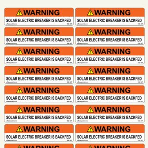 Photovoltaic Labels for PV Solar System_"Warning_Solar Electric Breaker is BACKFED" _4" x 1" _Pack of 16