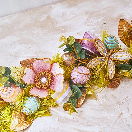 5 ft Easter Garland For Mantel - Handmade Easter Egg Swag Garland For Staircase & Wall, Outside & Inside; Easter Decorations Egg Garland; Premium Large Unlit Easter Decor Elegant 60" - By Holiday Tree