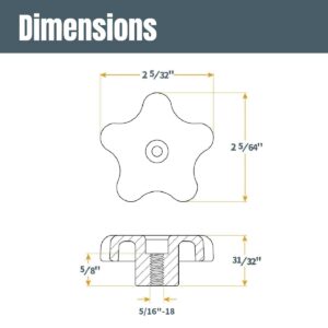 POWERTEC 71121V T Track Knob Kit w/Threaded Knobs and 5/16”-18 T Track Bolts, 16 Piece Set, T Track Accessories for Woodworking Jigs and Fixtures