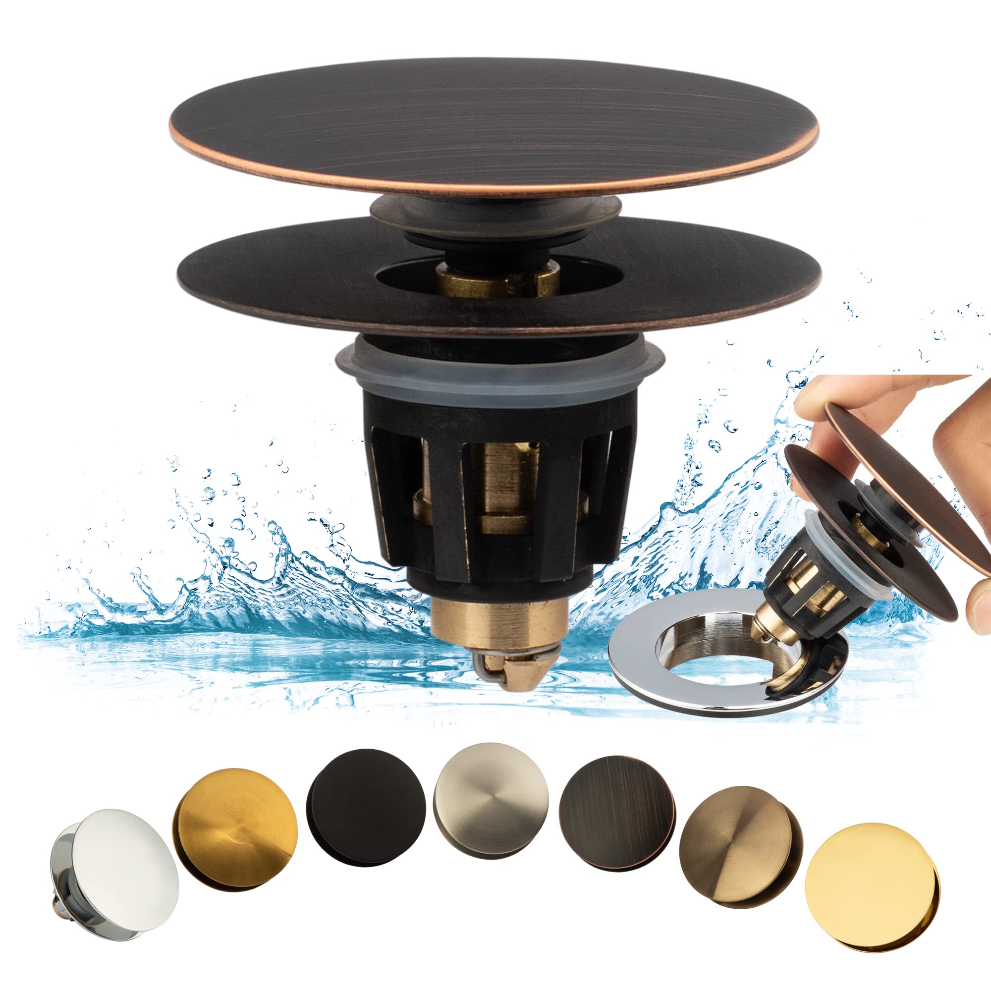 Artiwell Universal Bathroom Sink Drain Stopper, Fits Most Pop-Up Drains for Vessel Sink Lavatory Vanity, Sink Drain Strainer with Detachable Hair Catcher, Tested by Plumber in US (Oil Rubbed Bronze)