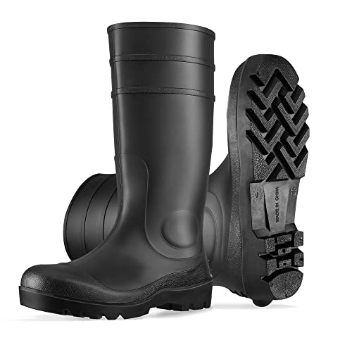 Goldblatt 100% Waterproof Rubber Boots, All-Purpose Galoshes, Mud/Muck/Construction Rubber Work Boots, Black PVC, Size 10