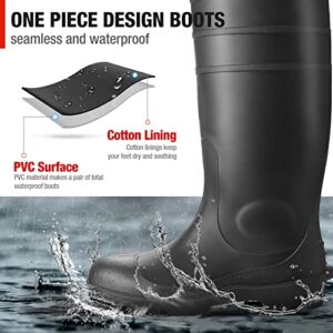 Goldblatt 100% Waterproof Rubber Boots, All-Purpose Galoshes, Mud/Muck/Construction Rubber Work Boots, Black PVC, Size 10