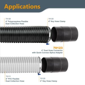 POWERTEC 70123V 4-Inch Dust Hose Connector w/Quick Connect Splice Adapter, ABS Plastic