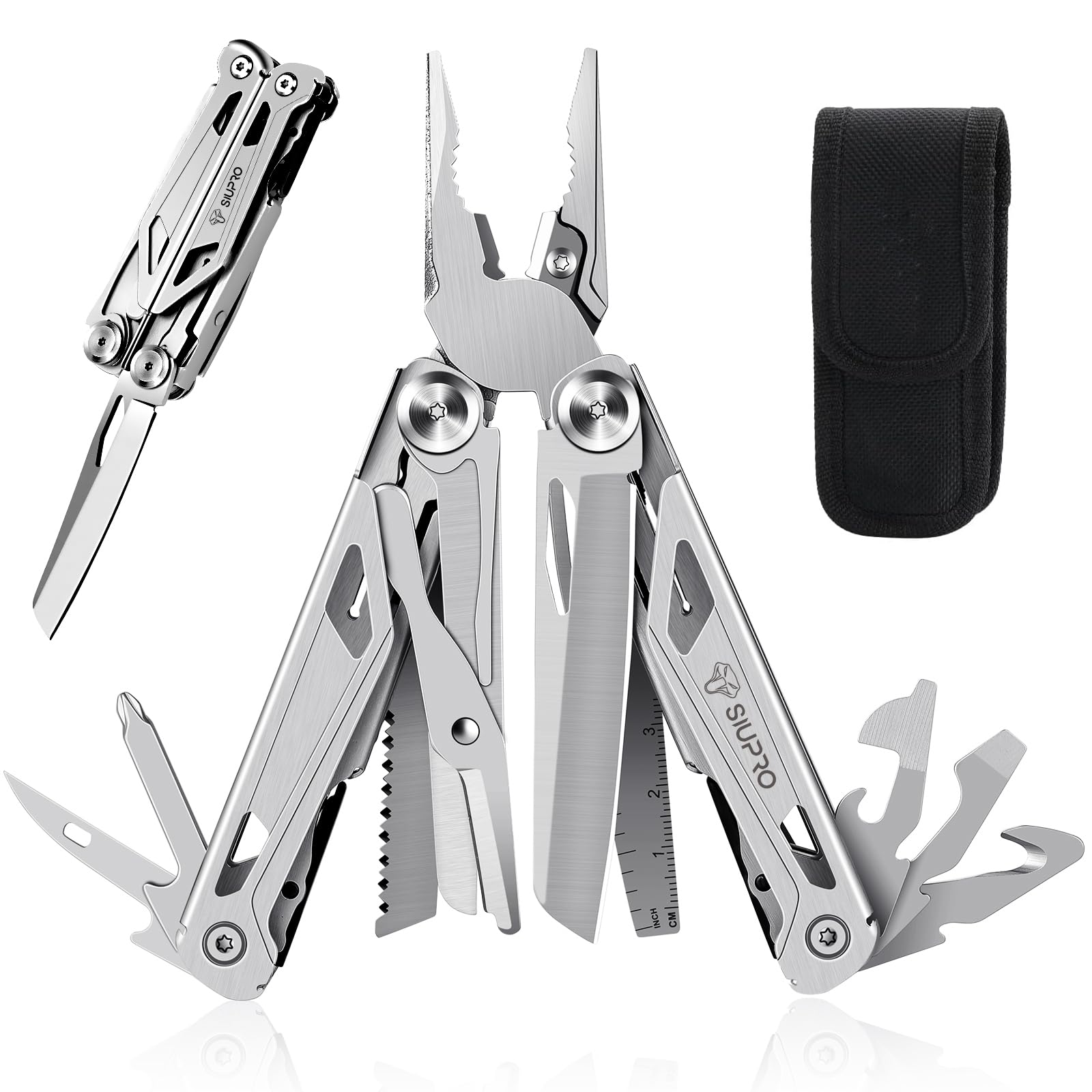 SIUPRO Multitool Pocket Knife for Men, Tactical Multi Tool With Scissors, Saw, Survival Folding Pliers with Replaceable Wire Cutters for Camping, Outdoor, Gifts Ideas, SD-10