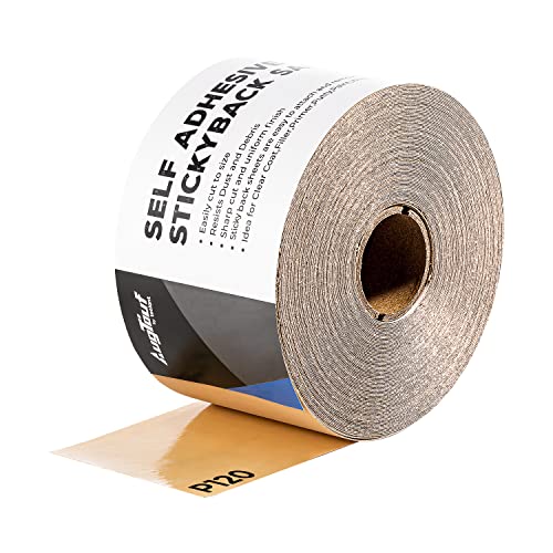 toolant 120 Grit Sandpaper Roll, 2-3/4" Wide 20 Yard Longboard Self Adhesive PSA Stickyback Sand Paper for Woodworking, Metal, Plastic, Automotive, Sanding Blocks