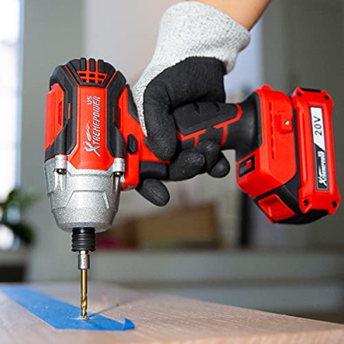 XtremepowerUS 47532 Impact Driver 1/4" w/2.0 Ah Battery 20V Brushless Cordless Red Lithium-Ion Drill Electric Combo