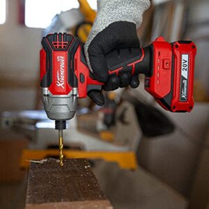 XtremepowerUS 47532 Impact Driver 1/4" w/2.0 Ah Battery 20V Brushless Cordless Red Lithium-Ion Drill Electric Combo