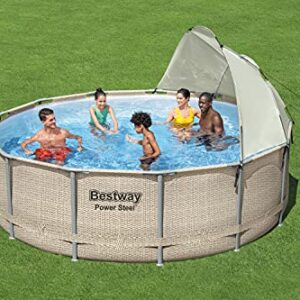 Flowclear Round Pool Canopy Sunshade, Compatible with 10'-18' Round Above-Ground Pools