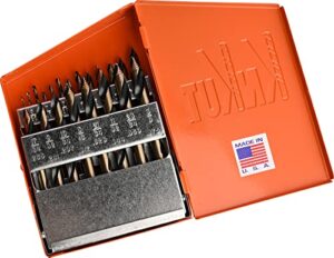 knkut 21 piece mechanics length step point drill bit set 1/16"-3/8" by 64ths