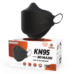 yiderbo kn95 face masks 100 pack breathable filter efficiency=95% protection disposable kn95 mask, hd-488, black