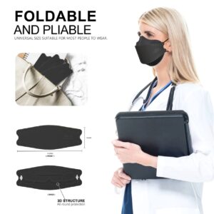 YIDERBO KN95 Face Masks 100 Pack Breathable Filter Efficiency=95% Protection Disposable KN95 Mask, HD-488, Black