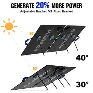 ECO-WORTHY 100W Foldable Solar Panel with Adjustable Kickstand for Jackery/Flashfish/BALDR/Goal Zero Portable Generator Power Station, Upgraded Portable Solar Power for Outdoor Camping RV Off Grid