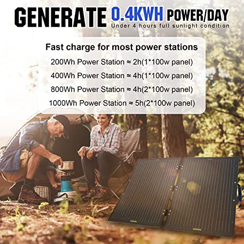 ECO-WORTHY 100W Foldable Solar Panel with Adjustable Kickstand for Jackery/Flashfish/BALDR/Goal Zero Portable Generator Power Station, Upgraded Portable Solar Power for Outdoor Camping RV Off Grid