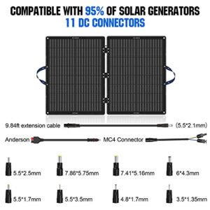 ECO-WORTHY 100W Foldable Solar Panel with Adjustable Kickstand for Jackery/Flashfish/BALDR/Goal Zero Portable Generator Power Station, Upgraded Portable Solar Power for Outdoor Camping RV Off Grid