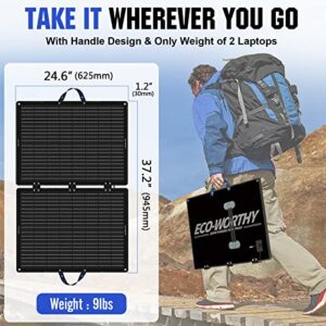 ECO-WORTHY 100W Foldable Solar Panel with Adjustable Kickstand for Jackery/Flashfish/BALDR/Goal Zero Portable Generator Power Station, Upgraded Portable Solar Power for Outdoor Camping RV Off Grid