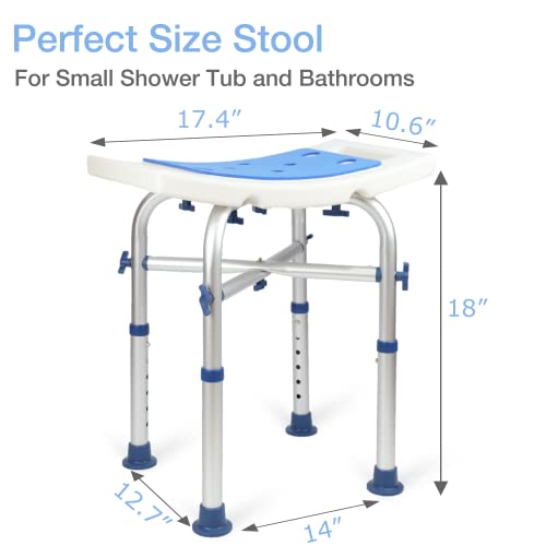 LandTale Shower Stool Heavy Duty 500Lbs, Tool-Free Assembly, Anti-Slip, Sturdy Height Adjustable Bath Chair, Narrow Bathtub Shower Saet for Elderly, Senior, Handicap & Disabled