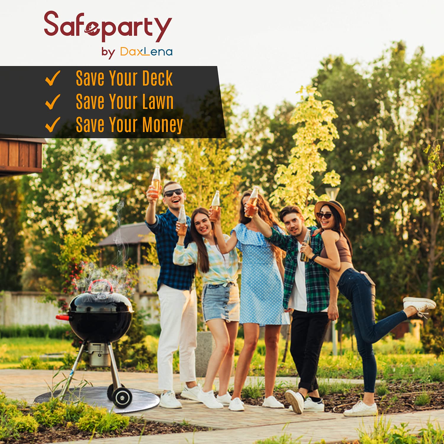 Safeparty Fire Pit Mats for Under Fire Pit - (26 Inch Round) 3 Layers Premium Fire Pit Mat for Deck, Patio, Grass and Wood, Fire Pit Pad, Fire Mat, Fireproof Mat for Fire Pit Grill BBQ Smoker