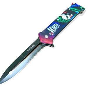 8inch JOKER KNIFE JO5 Spring Assisted Open Folding Pocket Knife. Pocket Clip Included, Blue