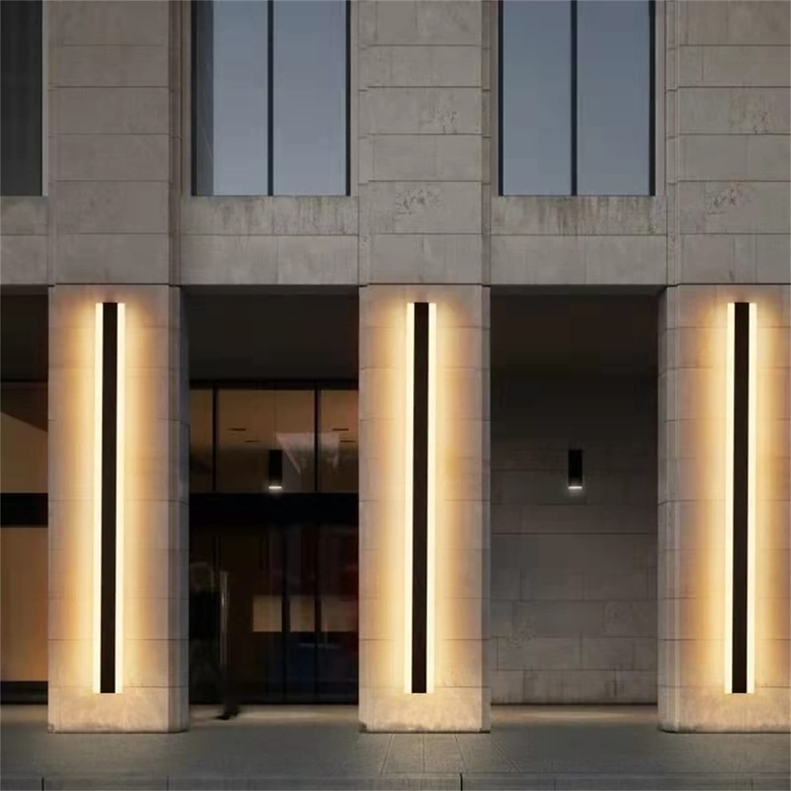 LED Outdoor Garden Wall Lights Indoor/Outside Long Strip Wall Lamp Modern Rectangle IP65 Waterproof Wall Sconce Black Exterior Wall Lighting Patio Living Room Courtyard Lamp (6000K Cold White,100CM)