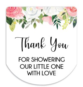 baby shower hand sanitizer favor stickers - set of 60 labels (pink floral)