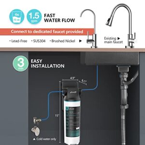 Frizzlife SW10F Under Sink Water Filter System with Brushed Nickel Faucet, NSF/ANSI 53&42 Certified, Reduces 99.99% Lead, Chlorine, Bad Taste & Odor, 8K Gallons High Capacity, 0.5 Micron, USA Tech