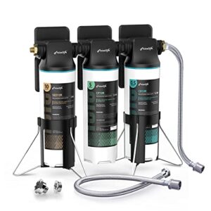 frizzlife tw10 under sink water filter system, nsf/ansi 53&42 certified elements, reduce 99.99% lead, chlorine, chloramine, fluoride, bad taste & odor, direct connect, 0.5 micron, usa tech support